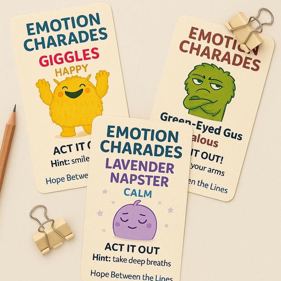 Emotions Charades Game-printable Digital Download- My Mood Monsters - Etsy