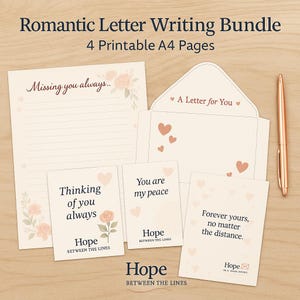 Romantic Letter Writing Bundle | Printable Love Notes & Stationery Set ...