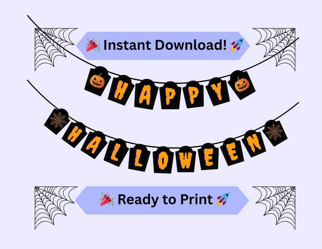 Happy Halloween Banner, Printable Halloween Party Decor (instant ...