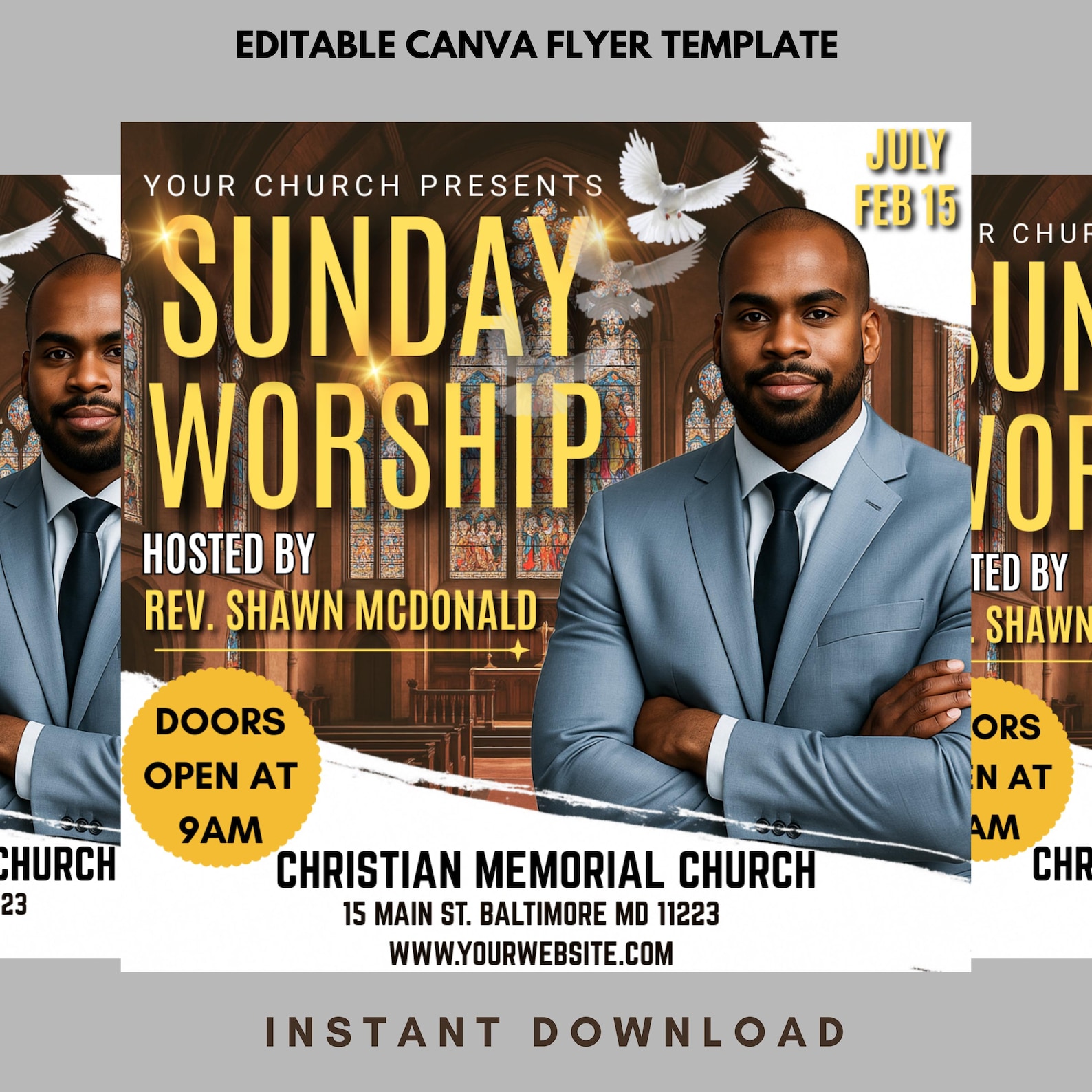 Church Flyer Template for Canva & Photoshop. DIY Church Conference ...