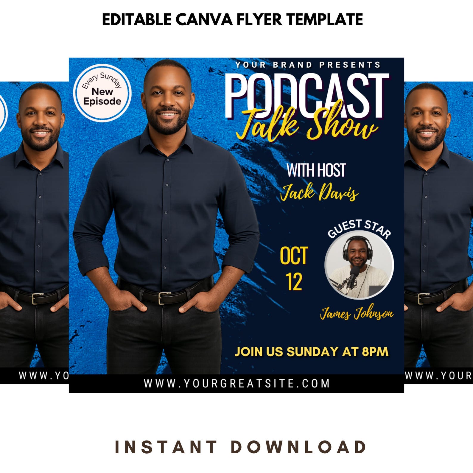 Podcast Flyer Template – Editable Talk Show Social Media Canva Design ...