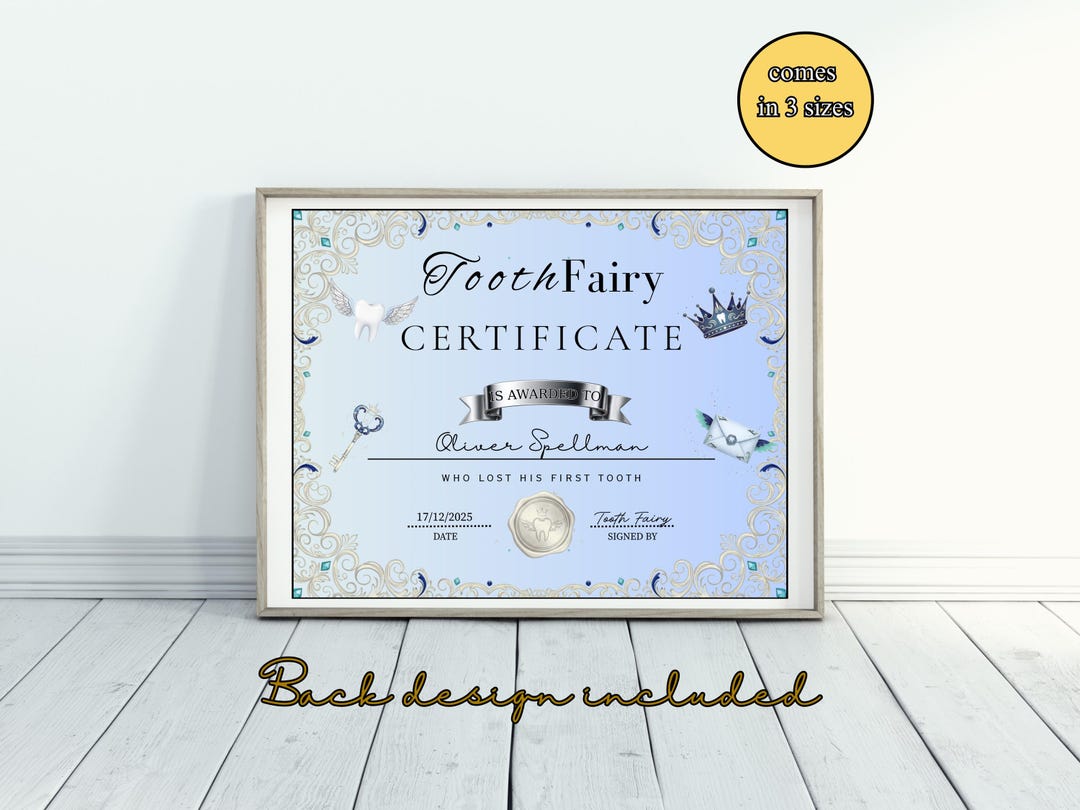 Boy Baby Tooth Fairy Certificate Template – Editable Boy Lost Tooth ...