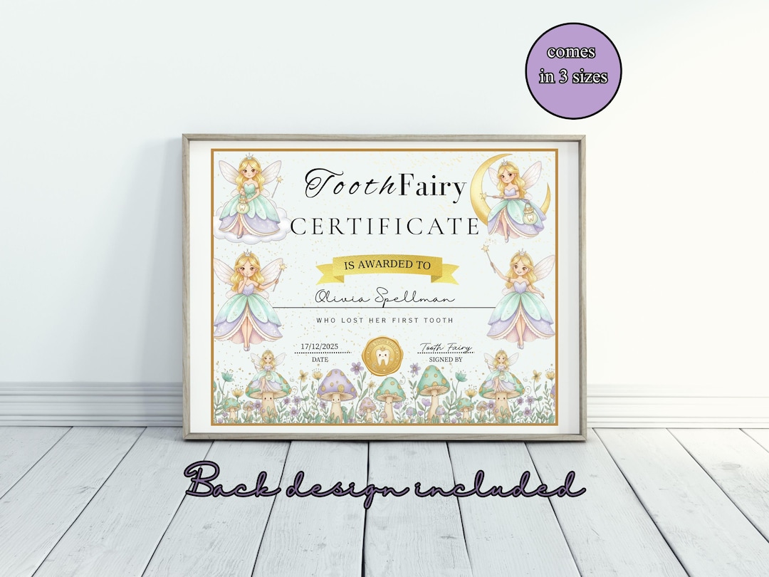 Printable Tooth Fairy Certificate Template – Editable Lost Tooth ...