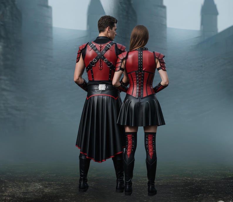 Handmade Leather Warrior Couple Costume: Gladiator Armor & Kilt ...