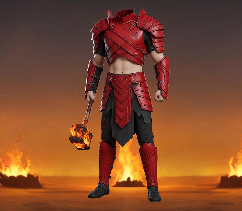 Red Leather LARP Medieval Armor Set: Epic Fantasy Guardian Armor - Etsy