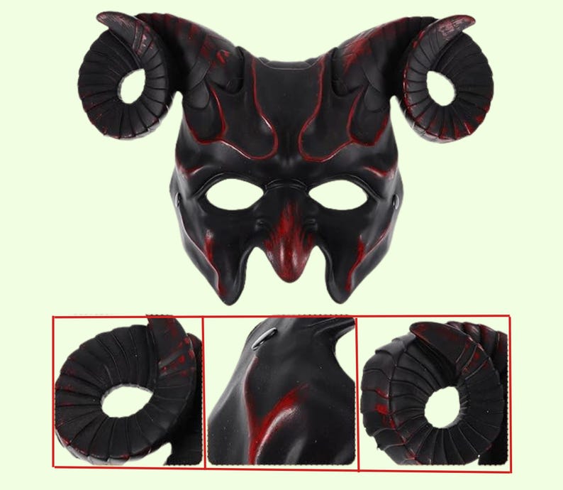 Genuine Leather Devil Costume Coat With Horn Mask: Gothic Cosplay - Etsy
