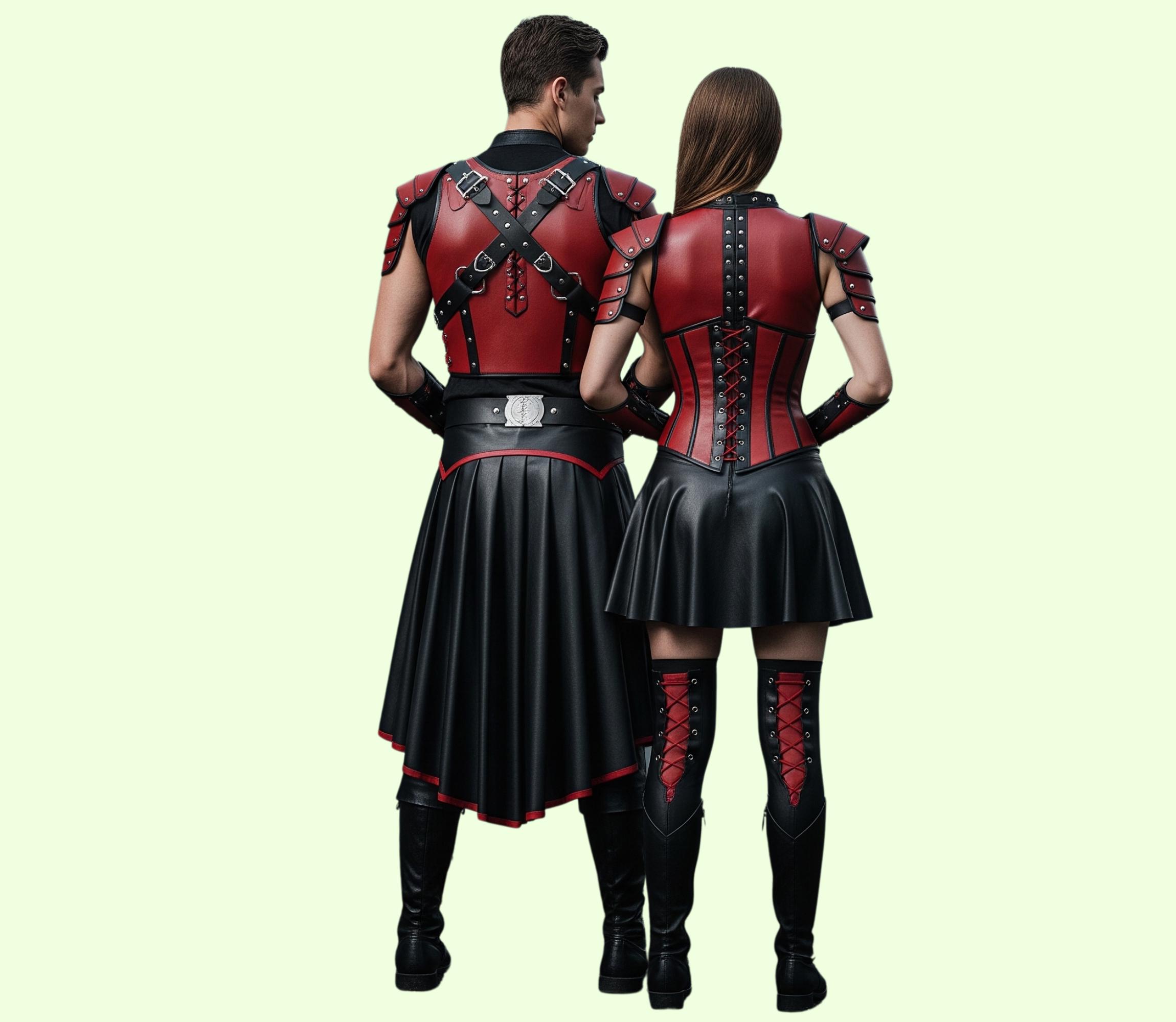 Handmade Leather Warrior Couple Costume: Gladiator Armor & Kilt ...