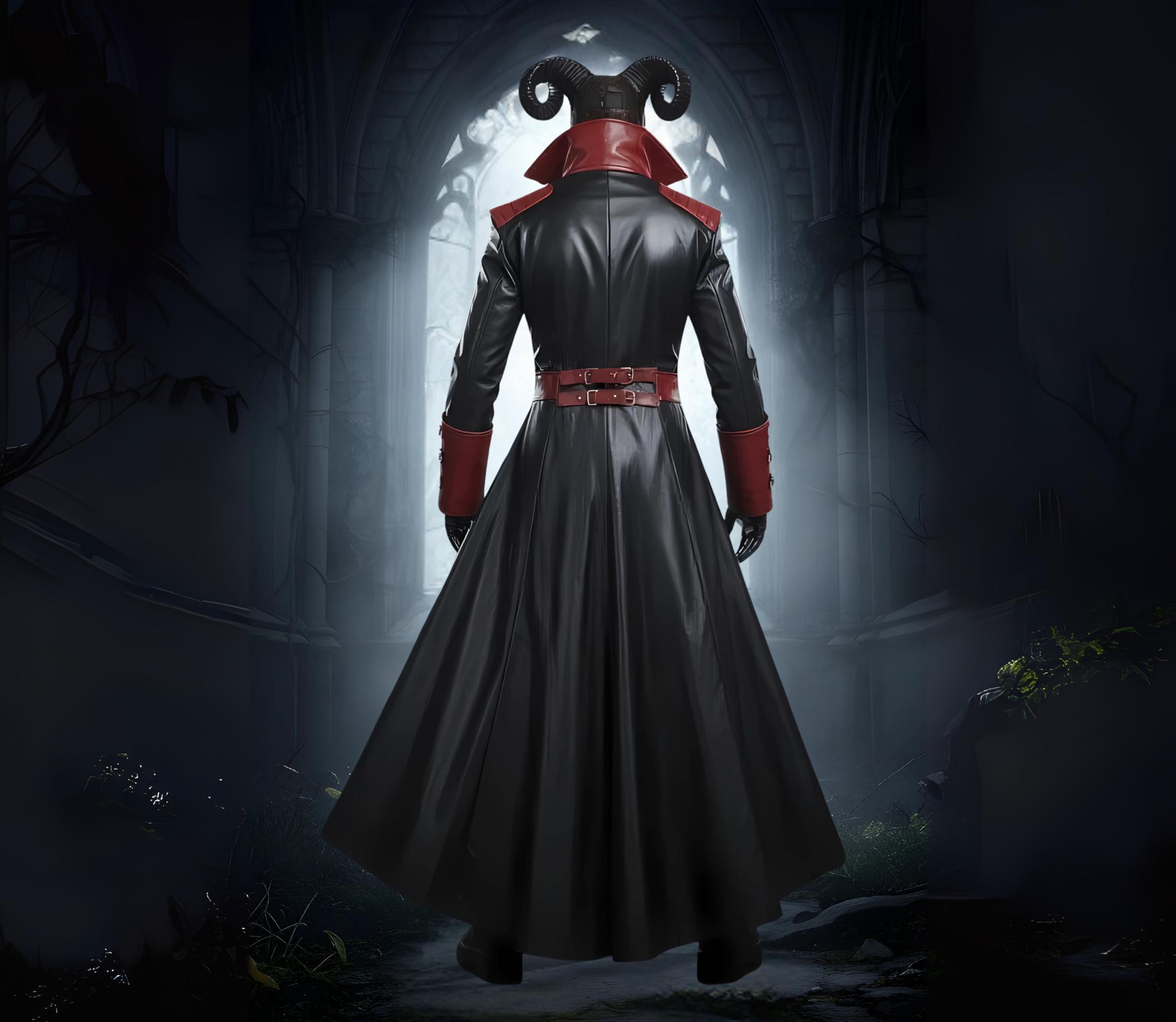 Genuine Leather Devil Costume Coat With Horn Mask: Gothic Cosplay - Etsy