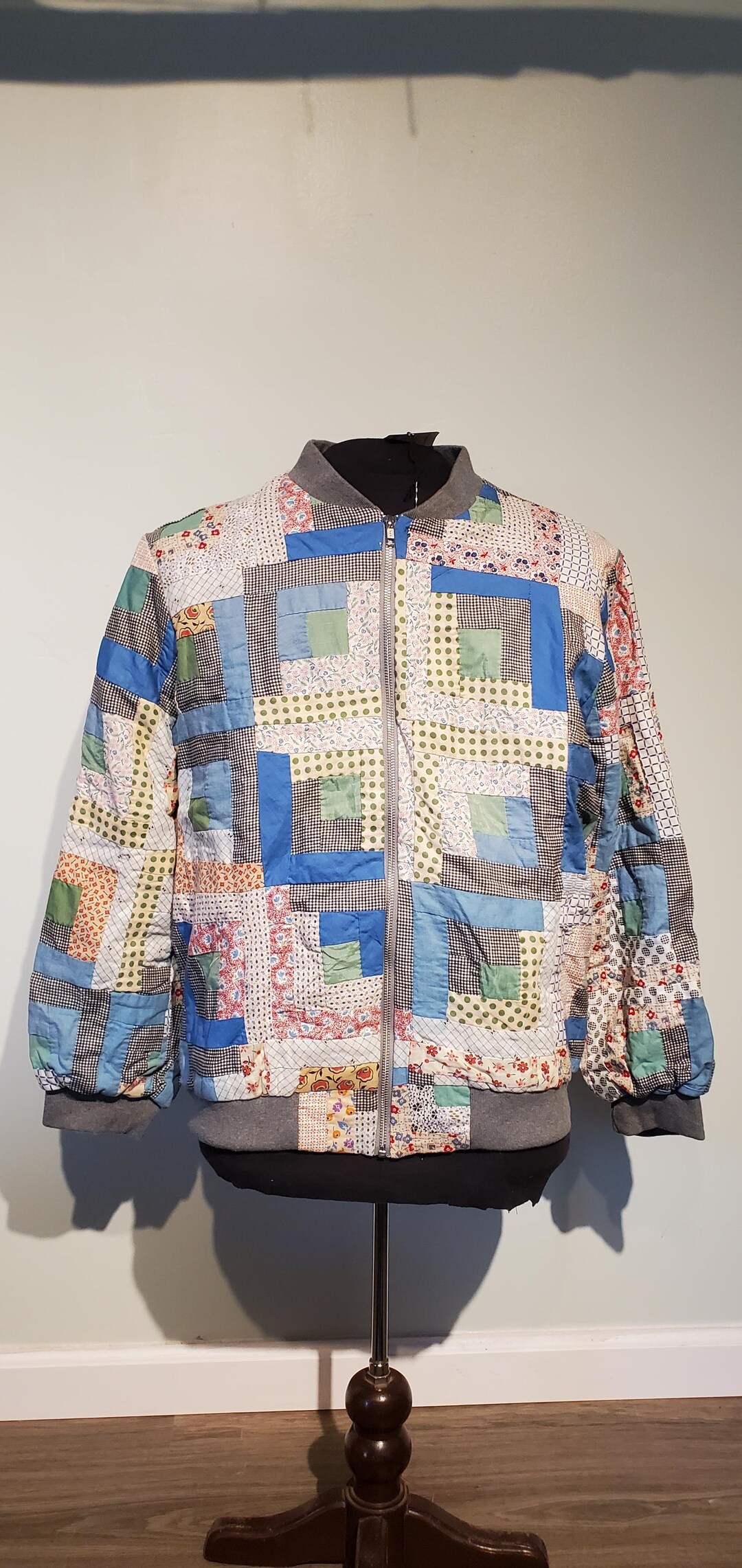 Upcycled Log Cabin Quilt Bomber Jacket - Etsy