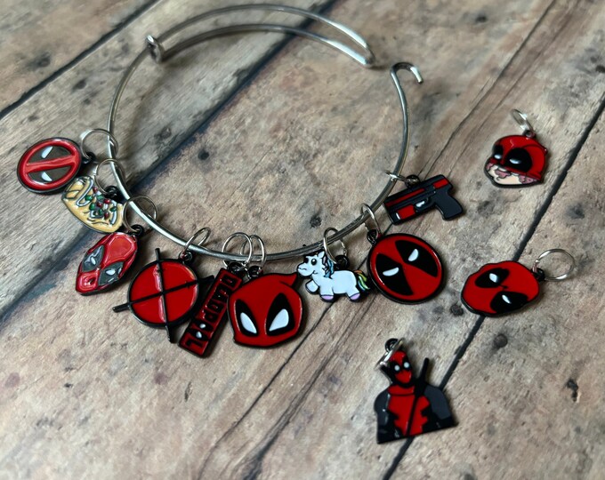 Deadpool Marvel Stitch Marker Bracelet, Knitting Jewelry, Set of 10 ...