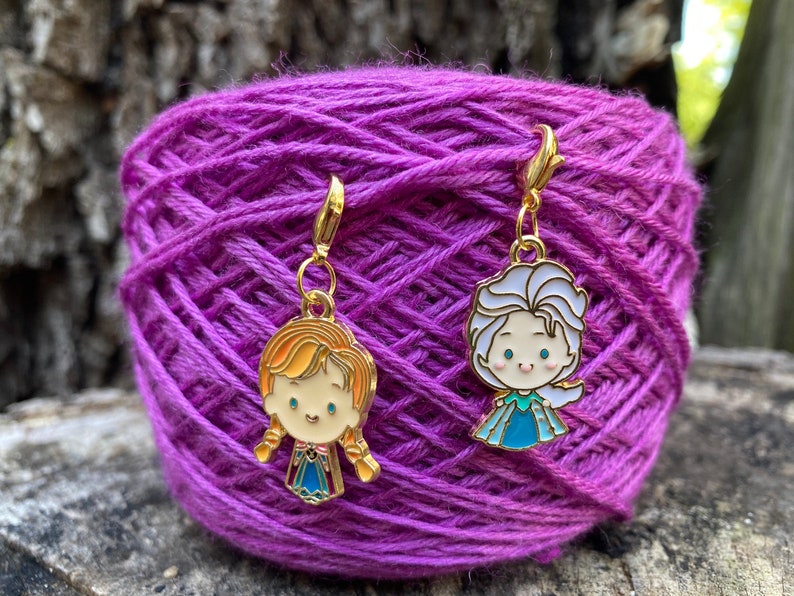 Anna & Elsa Progress Keepers, Crochet Markers, Purse Charm, Zipper Pull ...