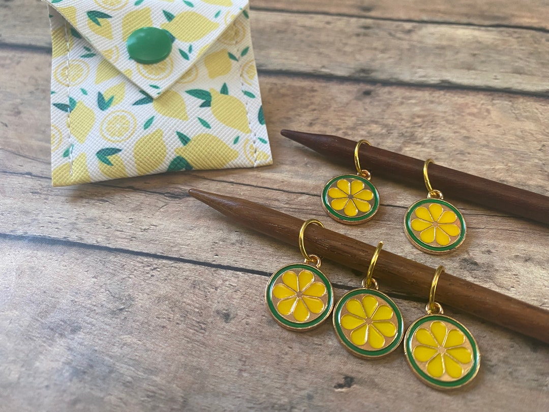 When Life Gives You Lemons Knit Marker Pouch, Set of 5 Stitch Markers ...