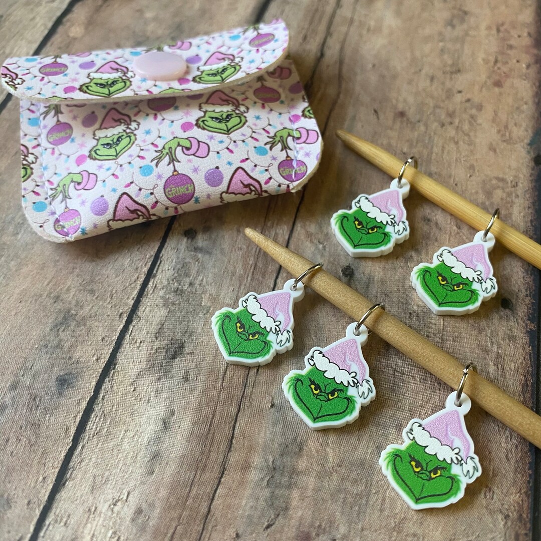 Pink Grinch Stitch Marker Pouch, Set of 5 Christmas Grinchmas Knitting ...