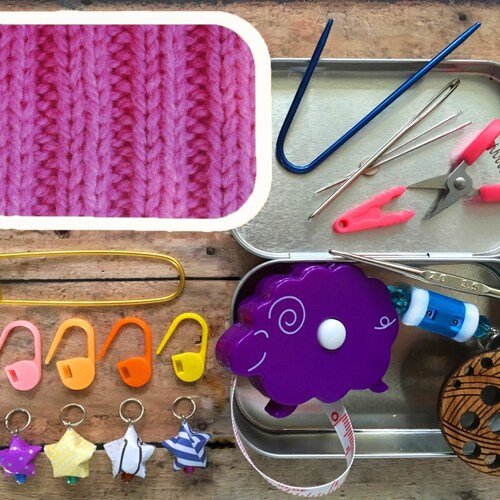 Knitting Notions Box Travel/mini Accessories Pink Rib - Etsy