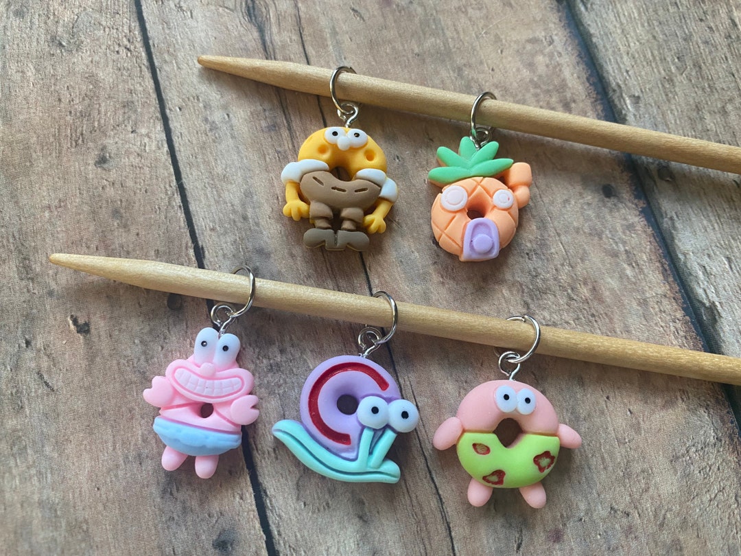 Spongebob Squarepants Stitch Markers Set of 5 for Your Knitting Project ...