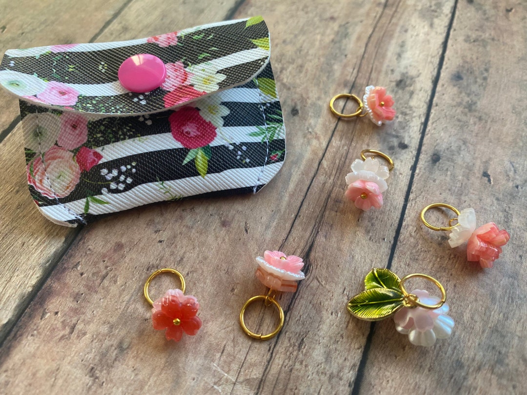 Floral Bouquet Stitch Markers in Vinyl Pouch, Set of 6 Flowers - Etsy