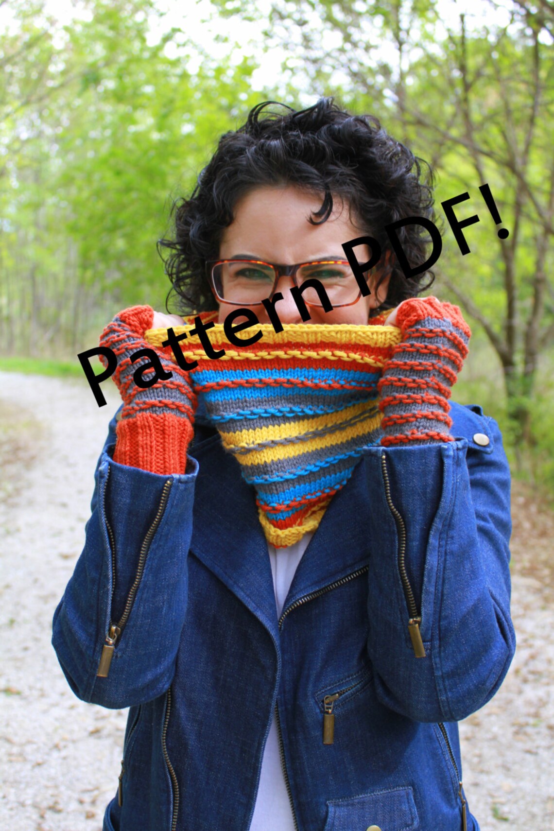 Knitting Pattern for Scrap Yarn: Cowl/mittens/fingerless Gloves Combo ...