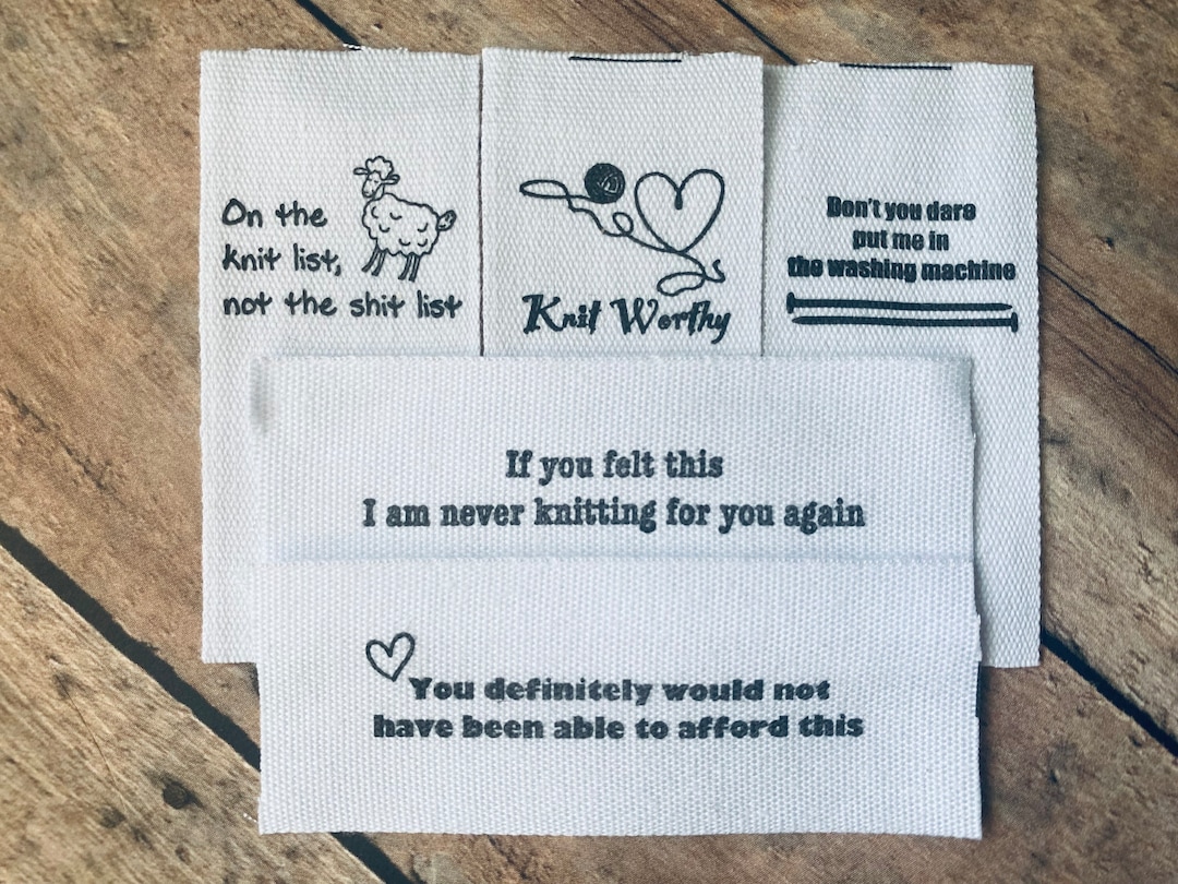 Handknit Labels for Knit Garments, Funny Sew in Label Set for Knitters ...