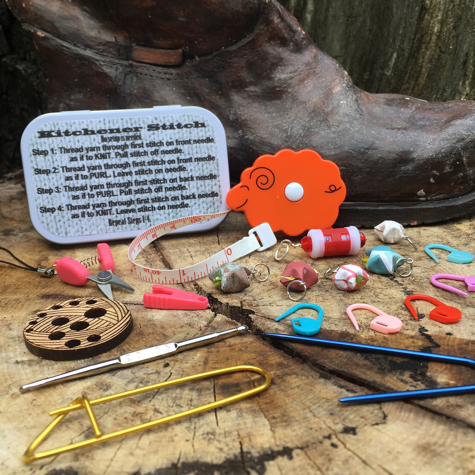 Learn to Knit Kitchener Stitch, Knitting Cheat Sheet With Notions, Mini Crochet Hook, Stitch ...