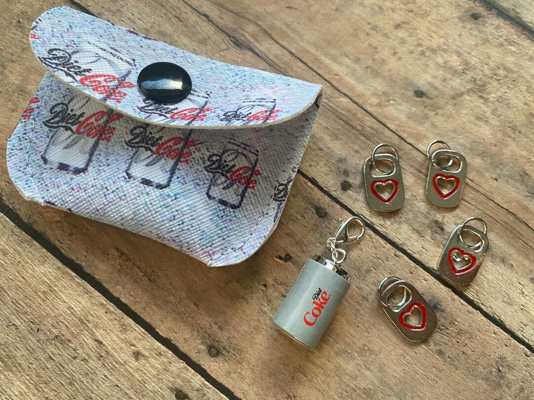 Diet Coke Stitch Markers, Set of 4 With a Progress Keeper in a Vinyl ...