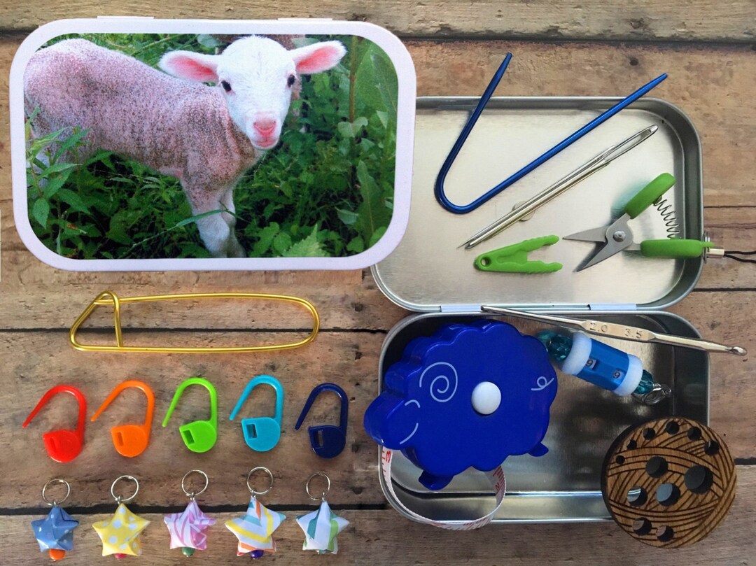 Lamb Sheep Knitting Notions Box for Travel, Knit Night, or Your Project ...