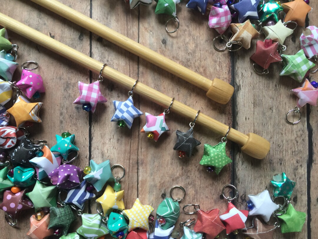 Origami Unique Knitting Stitch Markers Stars Set of 5 - Etsy