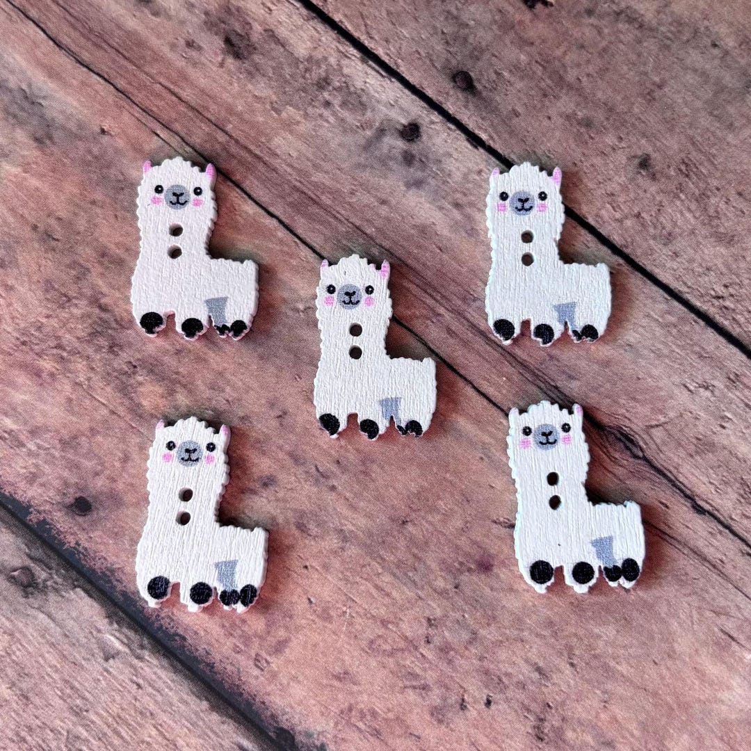 Llama Buttons, Set of 5 Wooden Buttons - Etsy