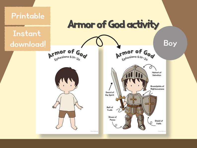 Armor of God Printable Cutout Activity | Ephesians 6:10–20 | Bible ...
