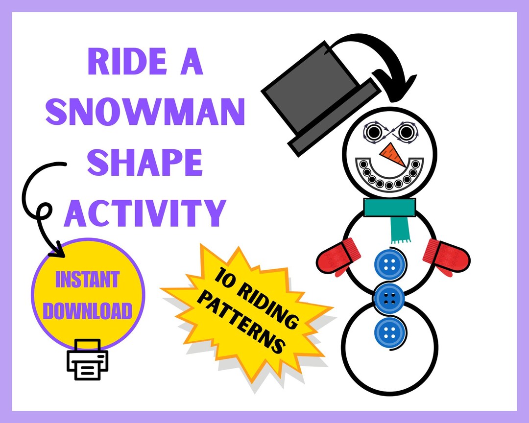 Ride a Snowman Shape Activity - Etsy