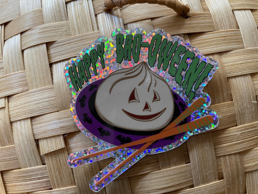 Happy Bao-oween Vinyl Glitter Sticker / Original Halloween Dim Sum Bao ...