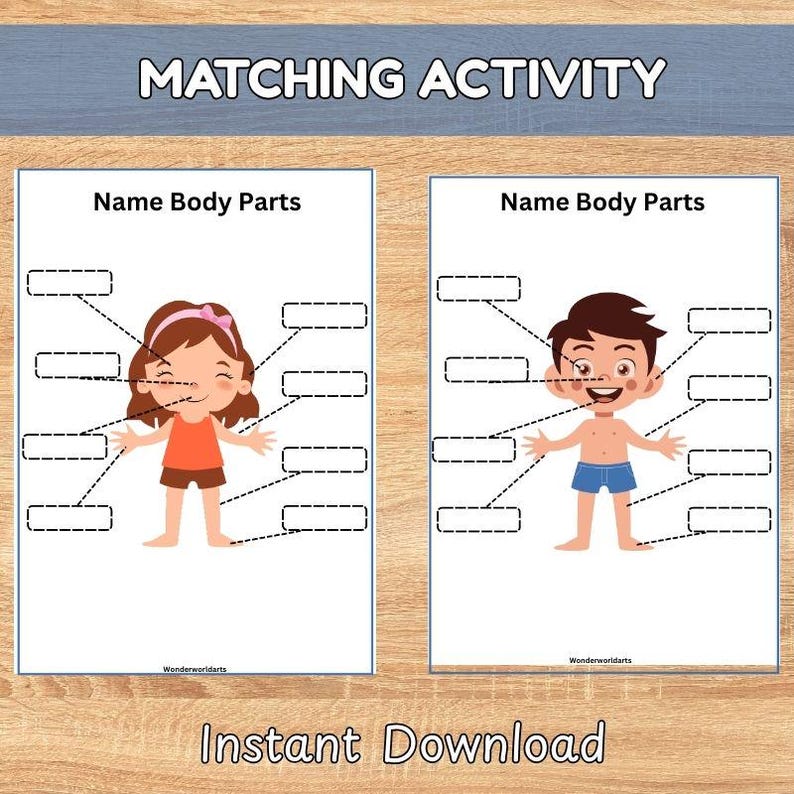 Body Parts Matching Activity for Kids – Human Anatomy Preschool ...