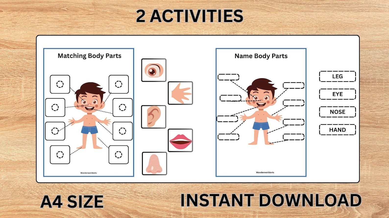 Body Parts Matching Game: Kids Printable Learning Activity (A4 ...