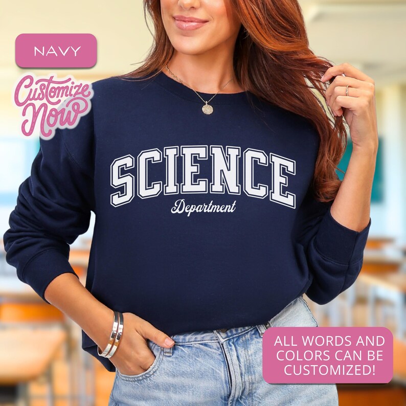 Personalized School Sweatshirt, Collegiate Block Font, Custom Teacher ...