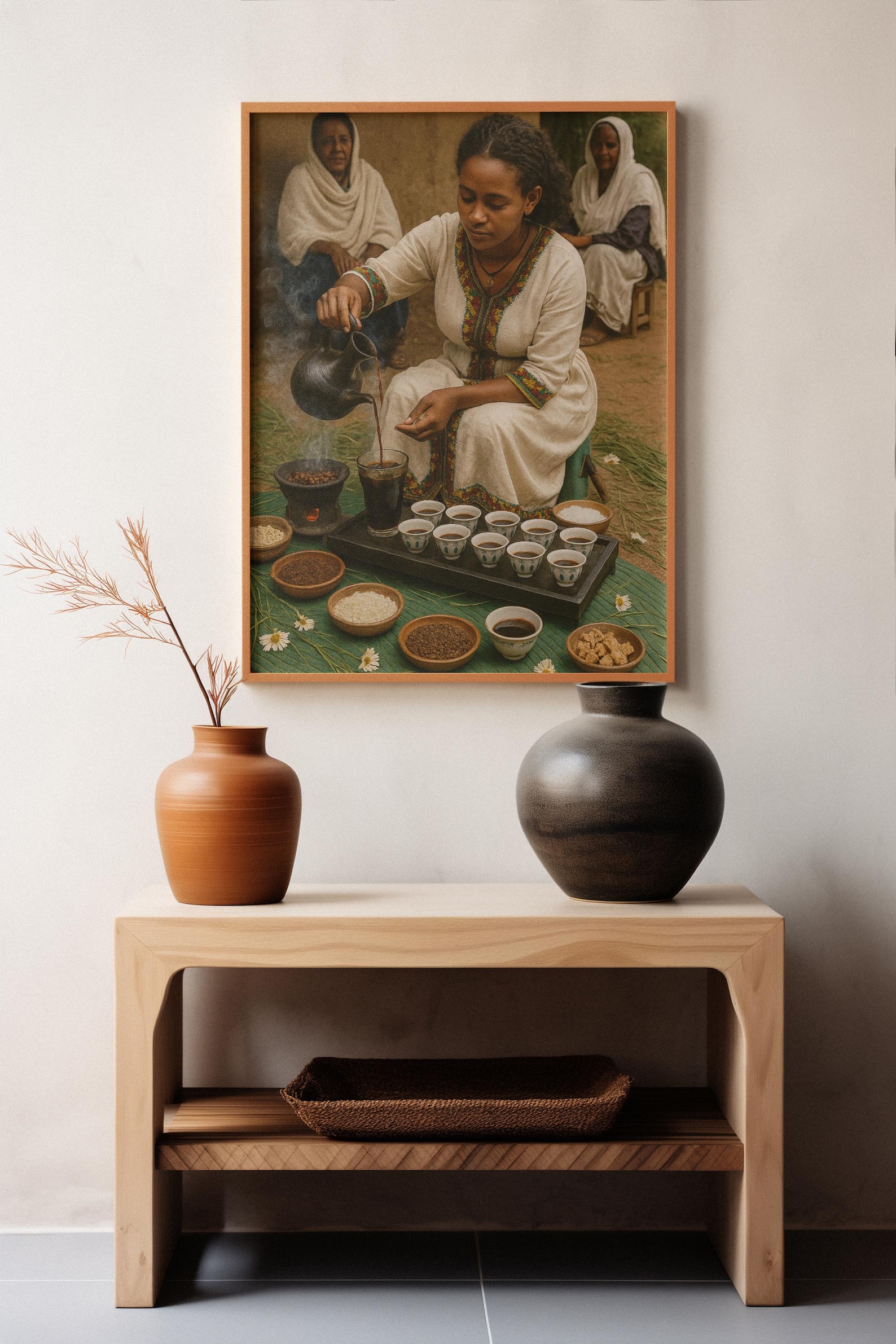 Ethiopian Coffee Ceremony Art: Buna Ritual Watercolor Print (PNG ...