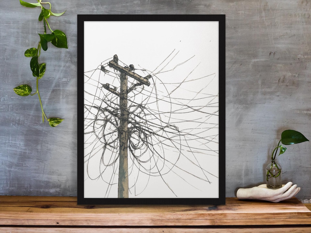 Tangled Wires Watercolor | Minimalist Transparent Wall Art | Printable ...