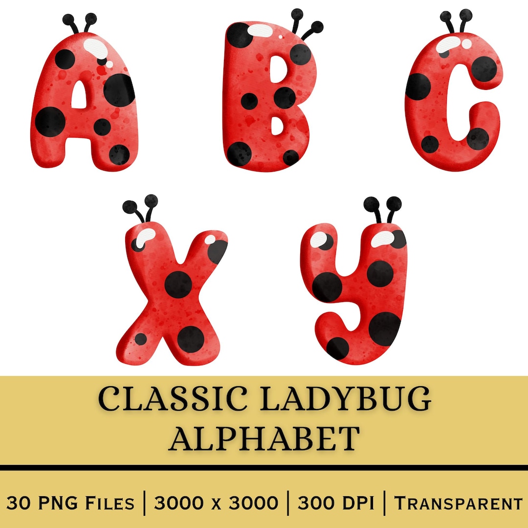 Classic Ladybug Alphabet A to Z PNG | Red Ladybug Letters Kids Learning ...