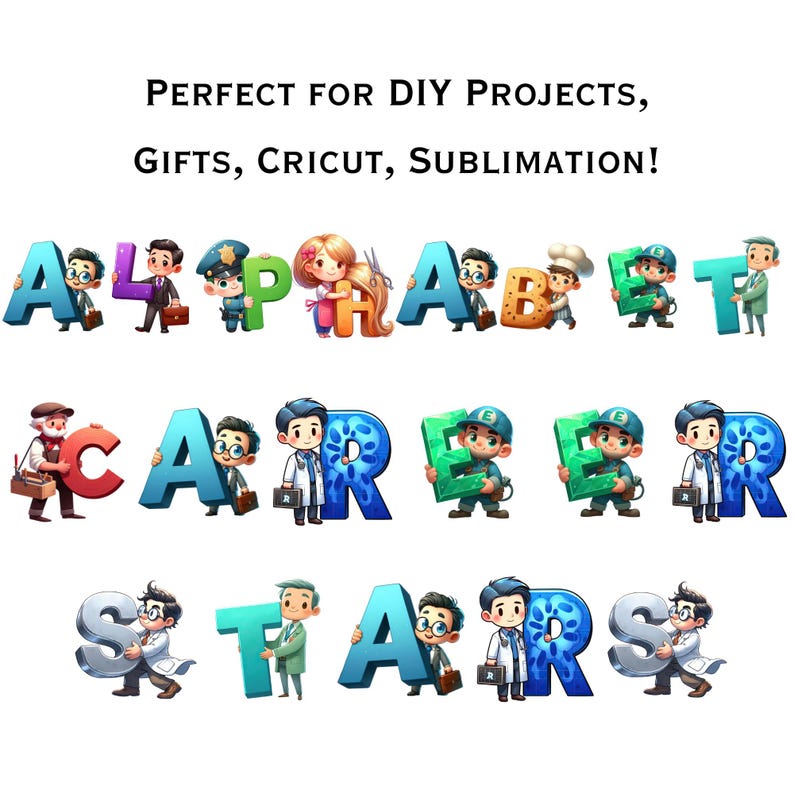 Profession Alphabet PNG A to Z | Career Character Letters | Kids ...