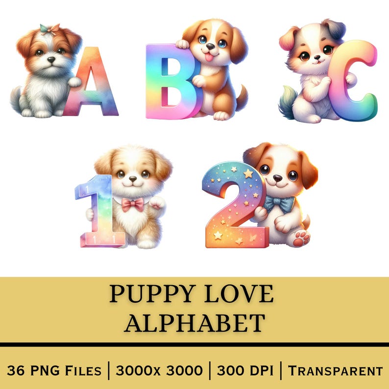 Puppy Alphabet PNG | Dog Numbers, Kids Crafts (digital Download) - Etsy