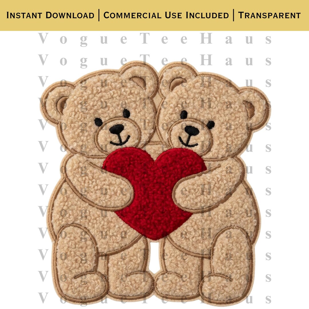 Valentine Teddy Bear Couple PNG Clipart | Faux Yarn Heart (digital ...