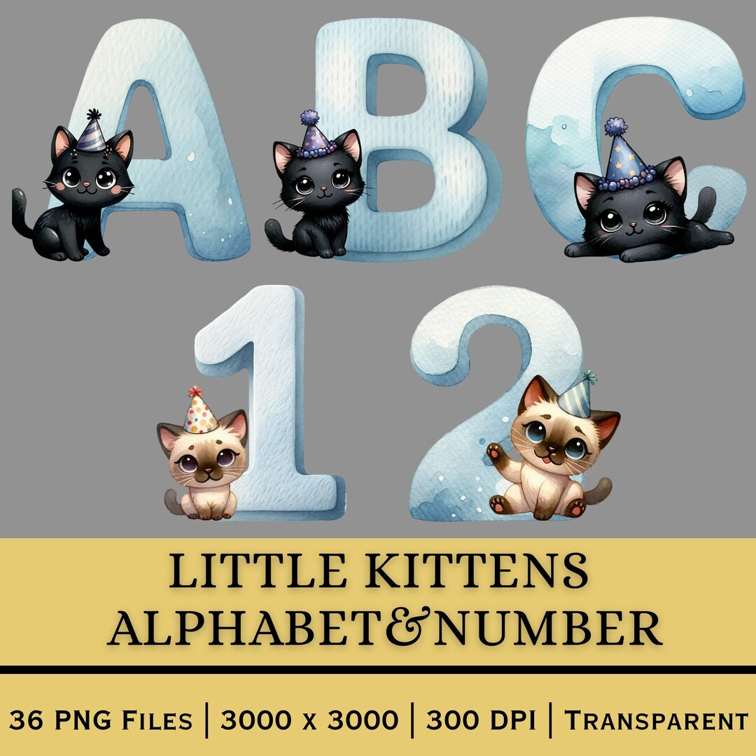 Kitten Alphabet PNG | Cat Letters, Kids Crafts (digital Download - Etsy