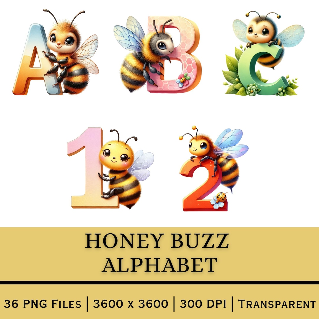 Bee Alphabet PNG | Honeycomb Letters & Numbers, Kids Crafts (digital ...