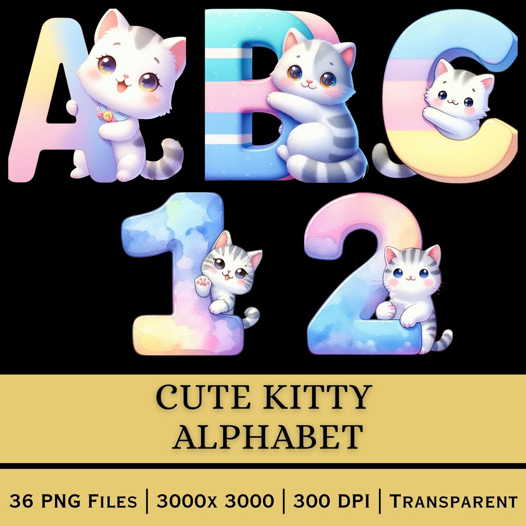 Kitty Cat Alphabet PNG | A-Z, 0-9, Kids Crafts (digital Download) - Etsy UK