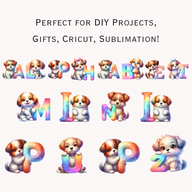 Puppy Alphabet PNG | Dog Numbers, Kids Crafts (digital Download) - Etsy