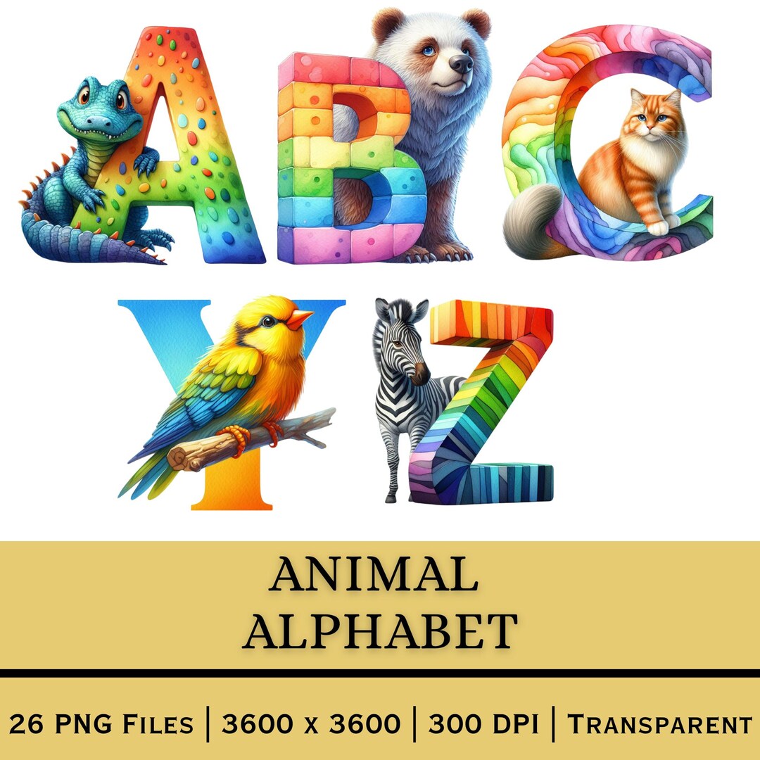 Animal Alphabet PNG | ABC Clipart for Kids (digital Download - Etsy