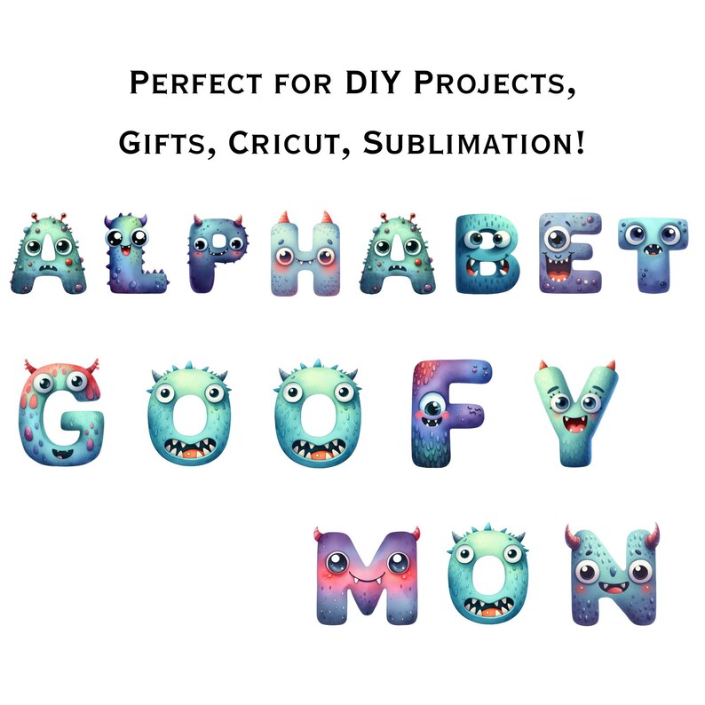 Funny Monster Alphabet PNG A–Z | Playful Creature Letters | Kids Craft ...