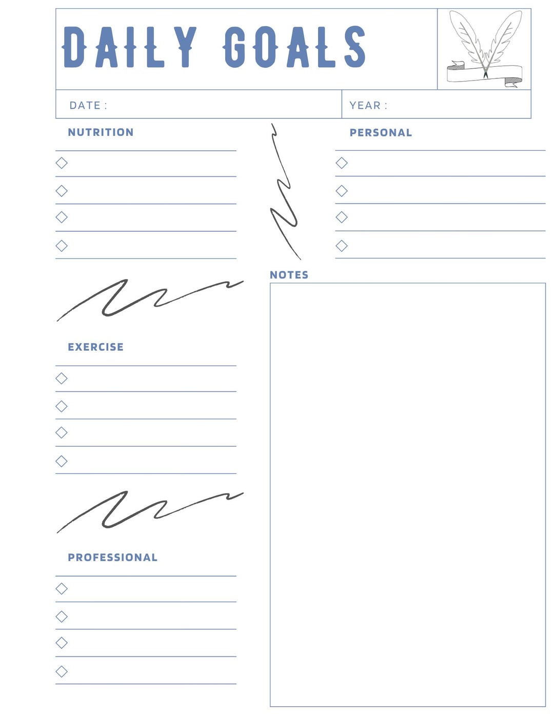 Daily Goals Journal Sheet - Etsy