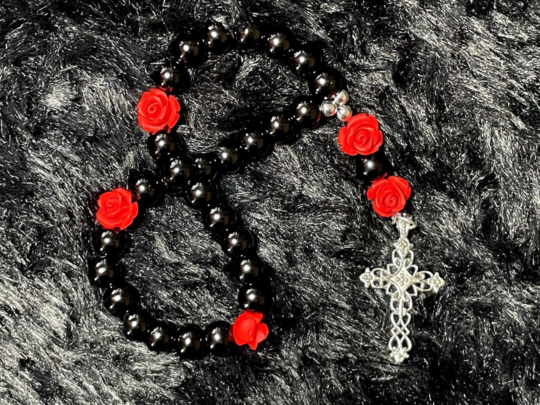 Gothic Black and Red Rose Anglican Rosary/prayer Beads - Etsy