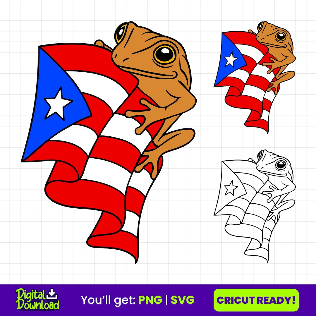 Puerto Rico Coqui Frog PNG SVG | Sapo Concho Png | Puerto Rico Flag ...