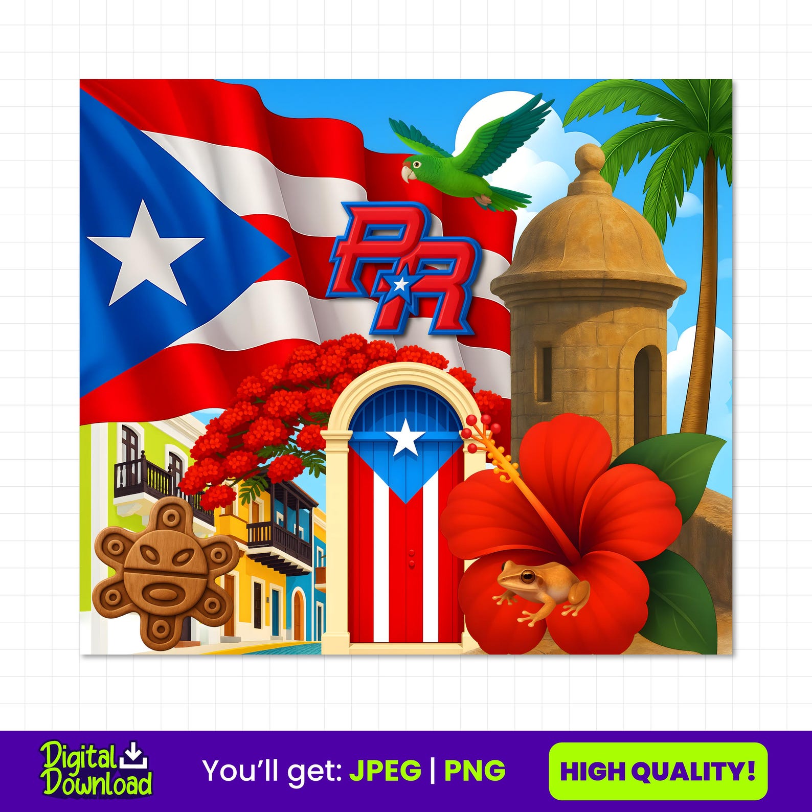 Puerto Rico Tumbler Wrap PNG | 20oz Skinny Tumbler Wrap | Boricua Png ...