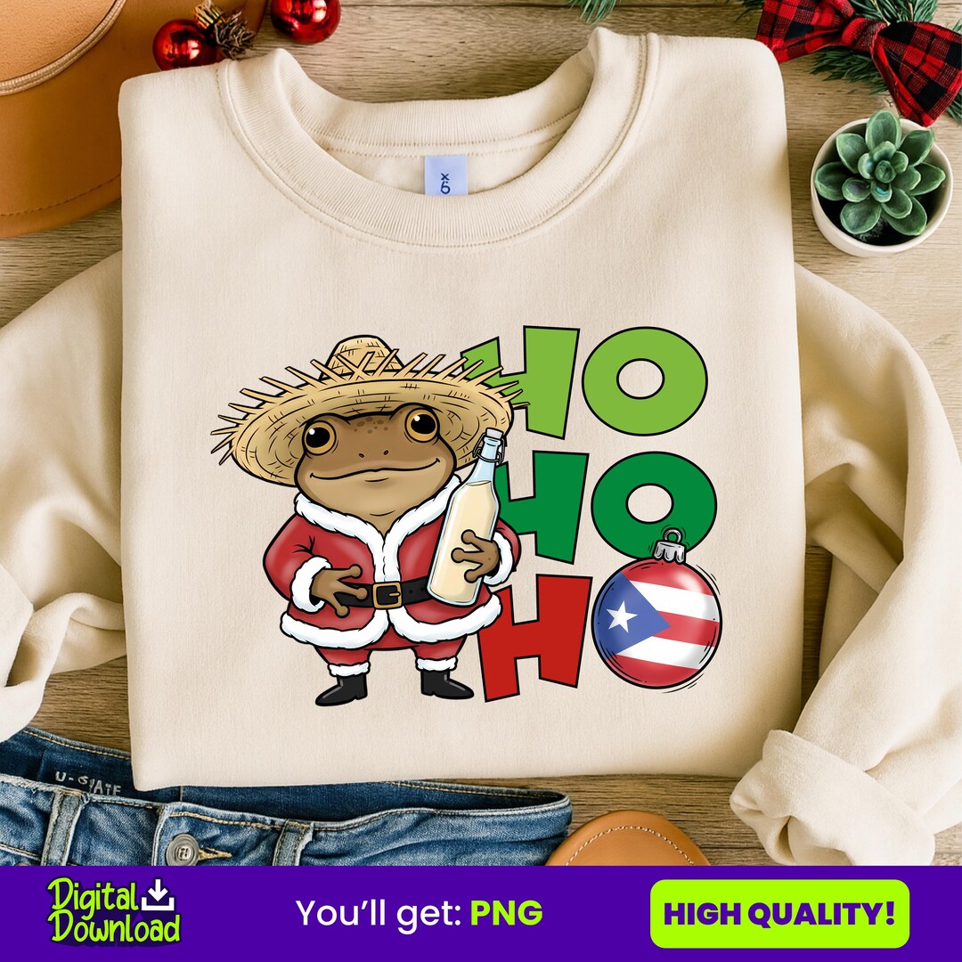 Concho Frog Santa PNG | Jibaro Coqui Clipart | Puerto Rican Christmas ...